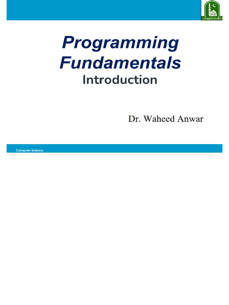 1-Programming Fundamentals Lec 1-2 | PDF