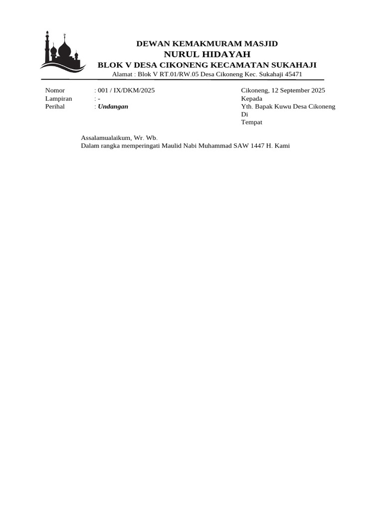 Surat Undangan DKM | PDF