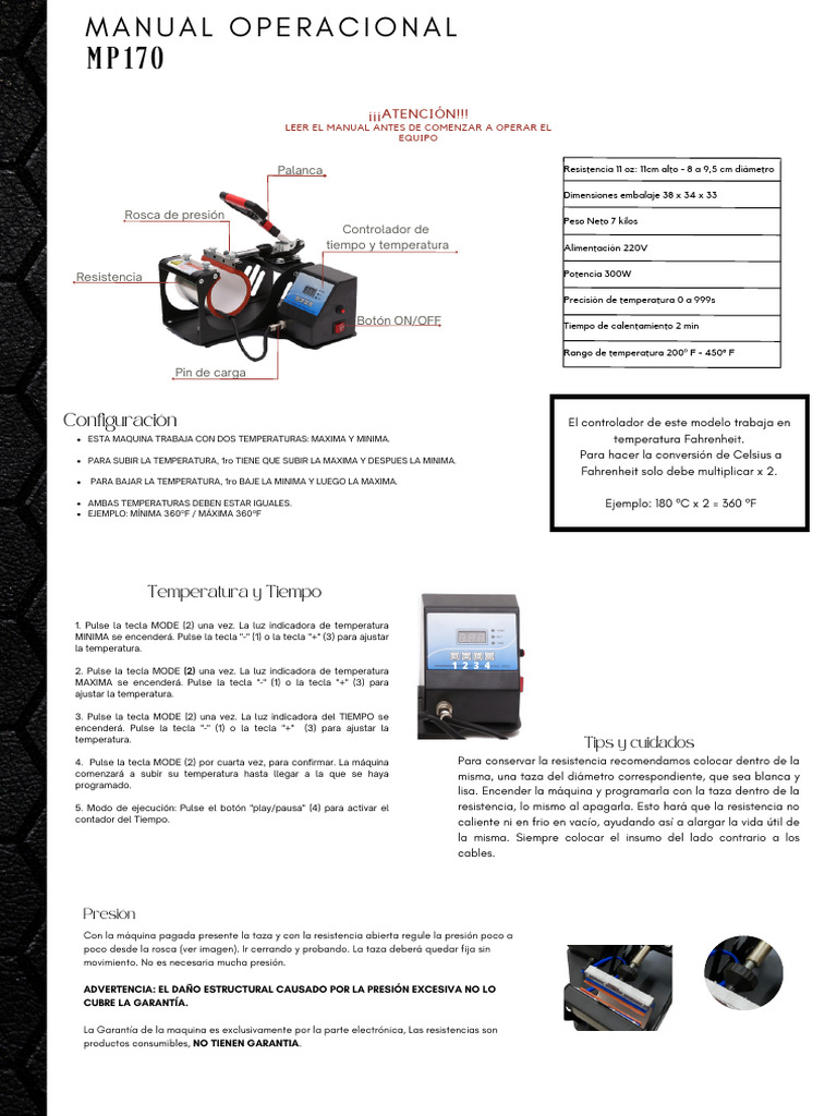 Manual Operacional MP170 Controlador Azul | PDF | Fahrenheit