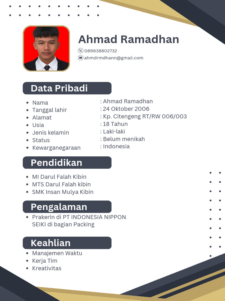 CV Ahmad Ramadhan - 20251002 - 080936 - 0000 | PDF