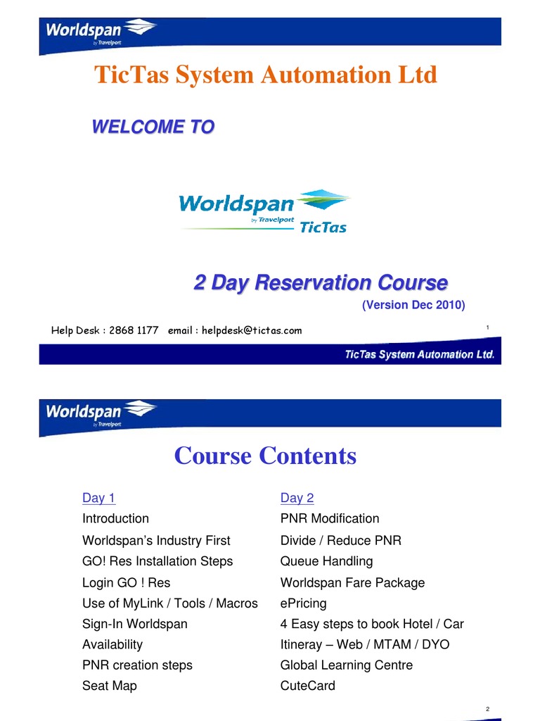 Worldspan Reservation Manual DEC10 | PDF | Password | Airlines