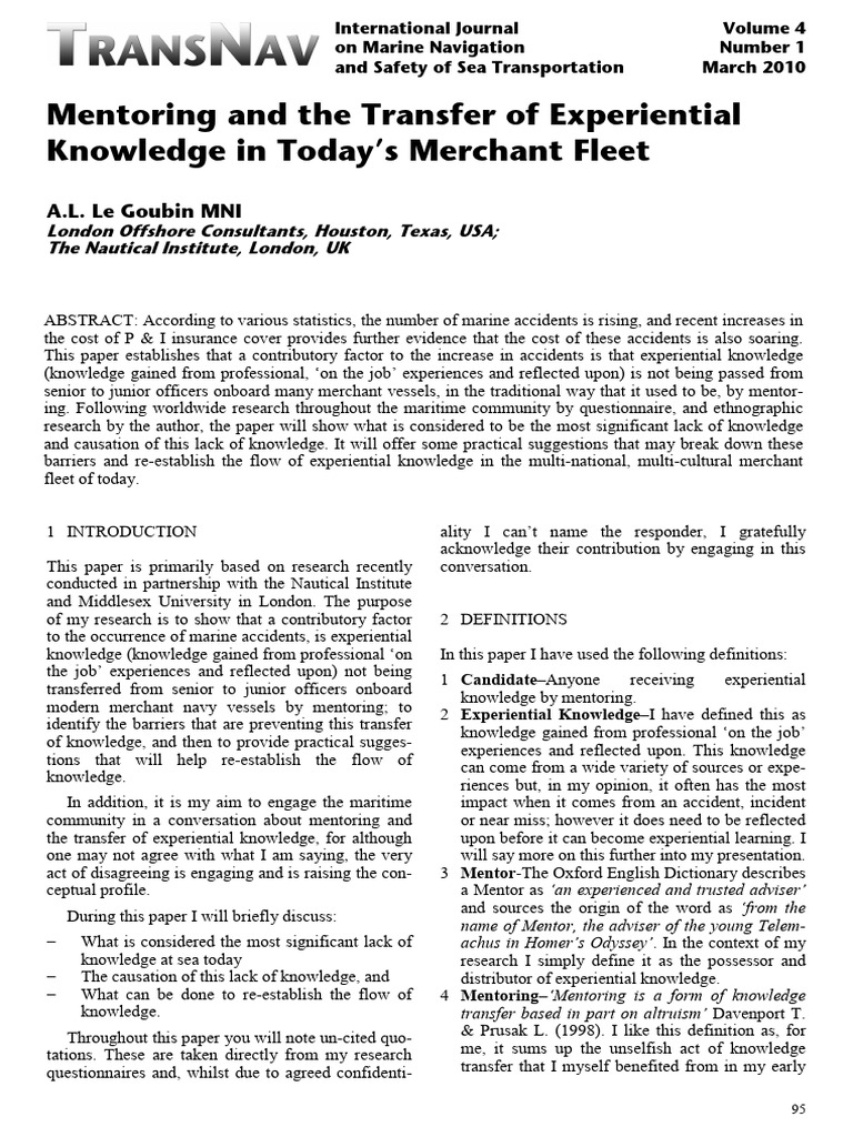 Mentoring and The Transfer of Experiential Knowledge in Today's ...