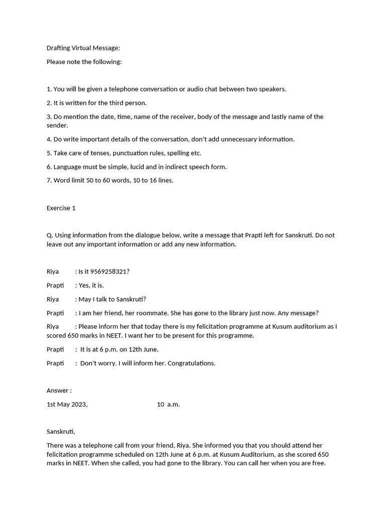 Drafting Virtual Message | PDF