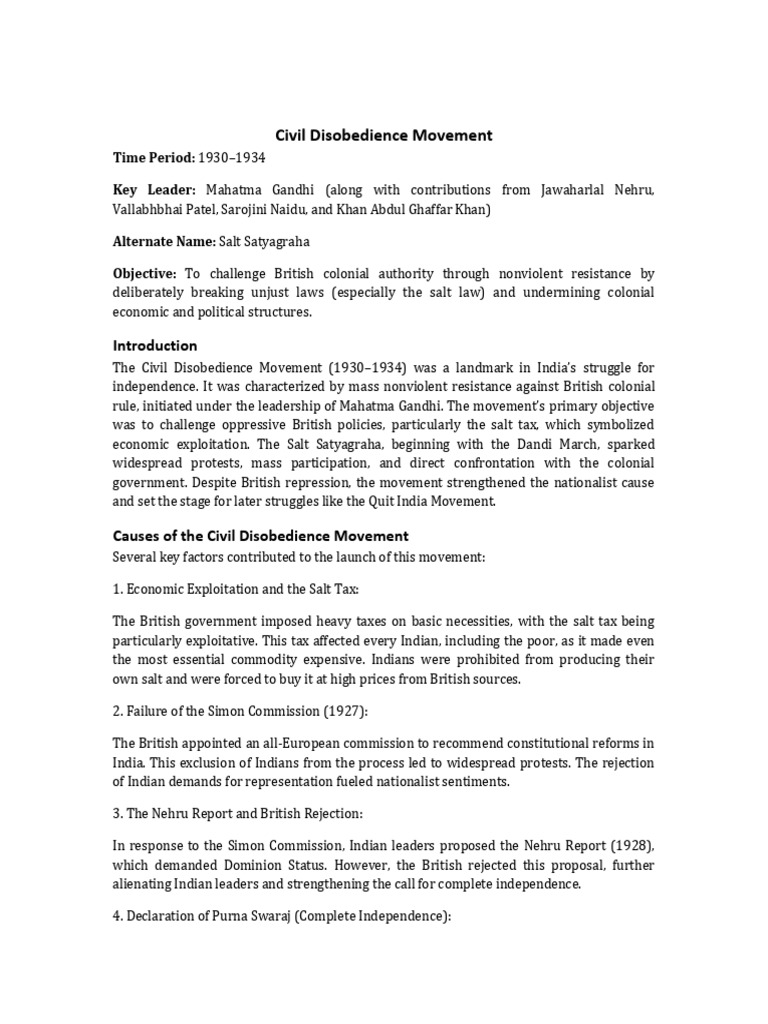 Civil Disobedience Study | PDF | British Raj | Mahatma Gandhi