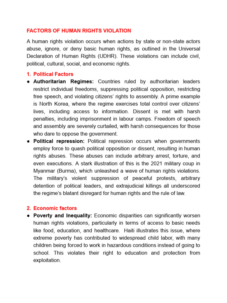 Factors of Human Rights Violations | PDF | Violence | Human Rights