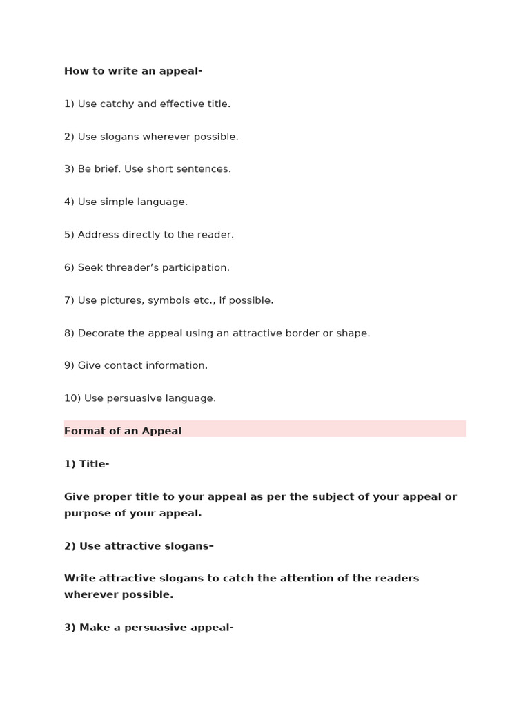 Appeal Writing Guidelines | PDF