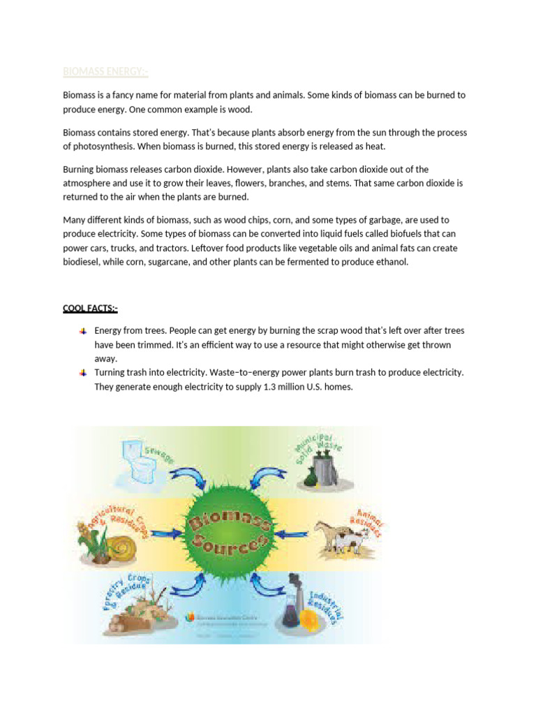 Biomass Energy: Sources and Benefits | PDF