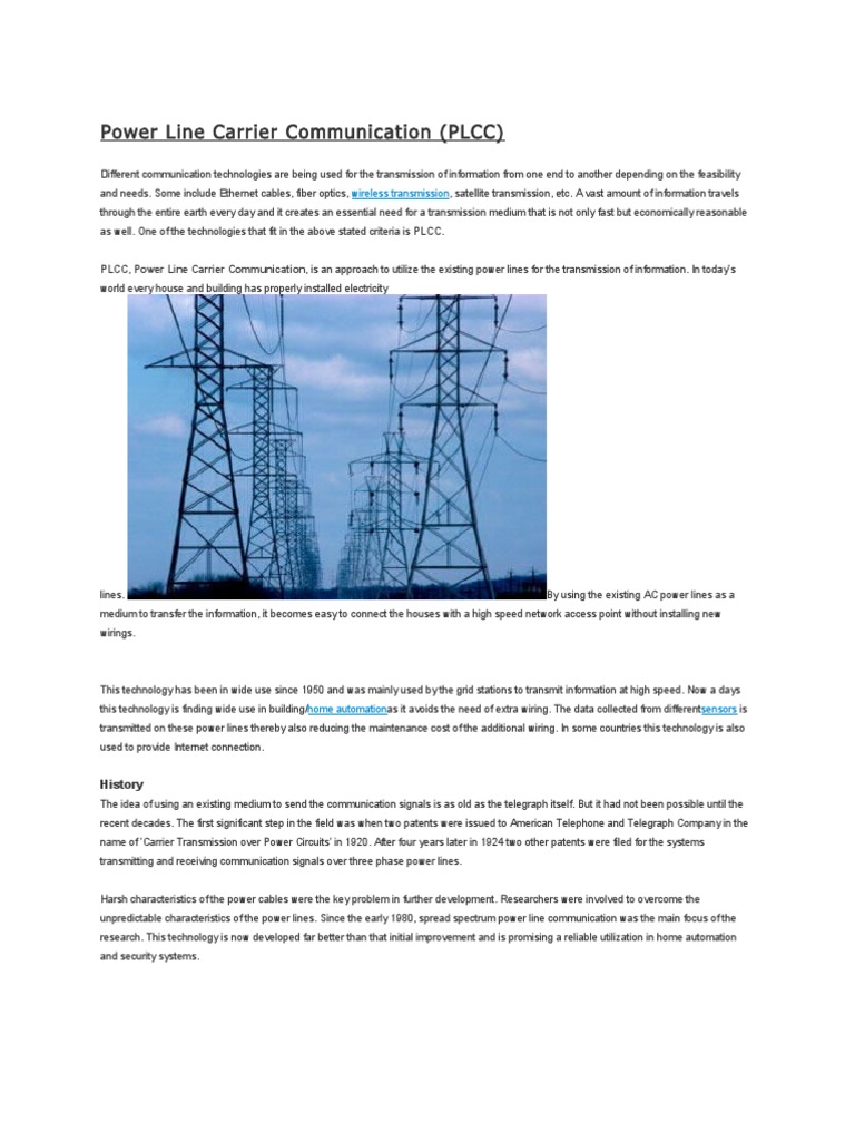 Power Line Carrier Communication Overview | PDF | Technology & Engineering