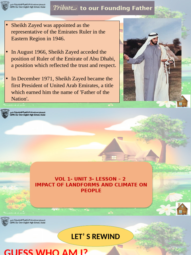 UAESST 1 - Unit 3 - L 2-Impact of Landforms and Climate On People | PDF ...