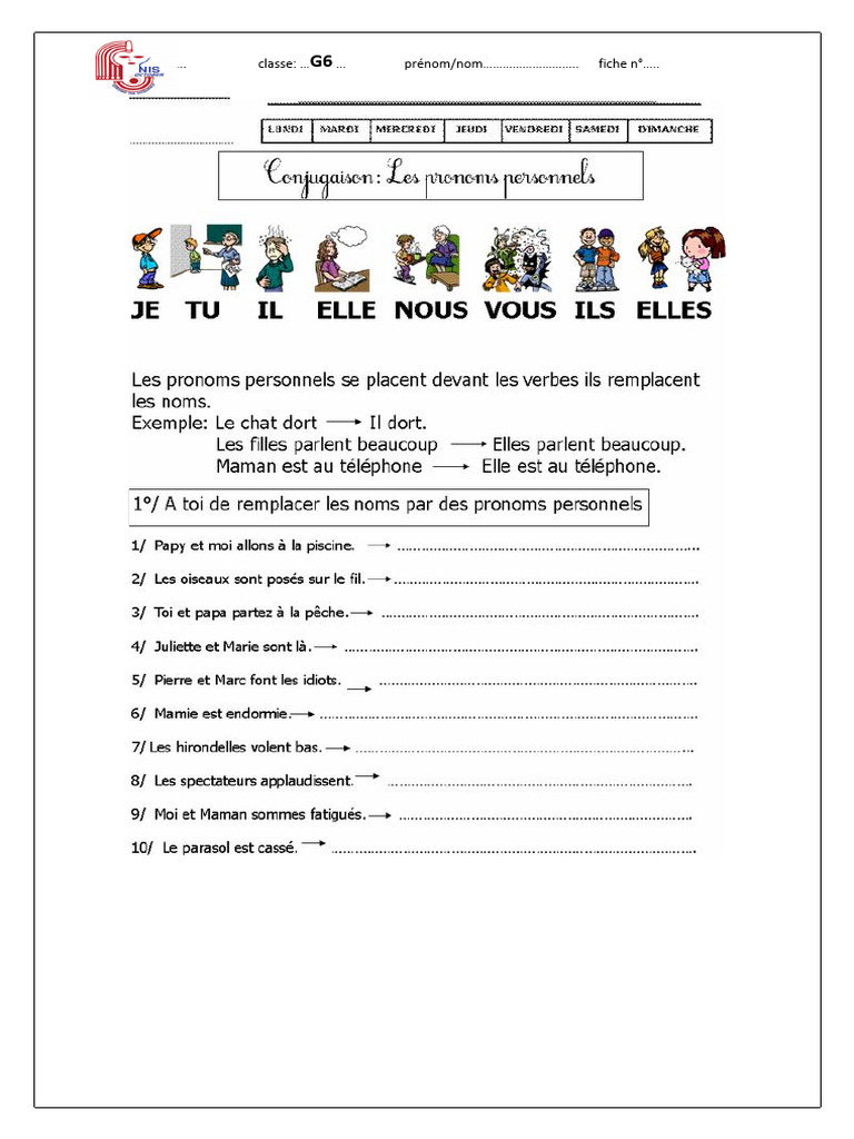 Les Pronoms Personnels Sujets | PDF