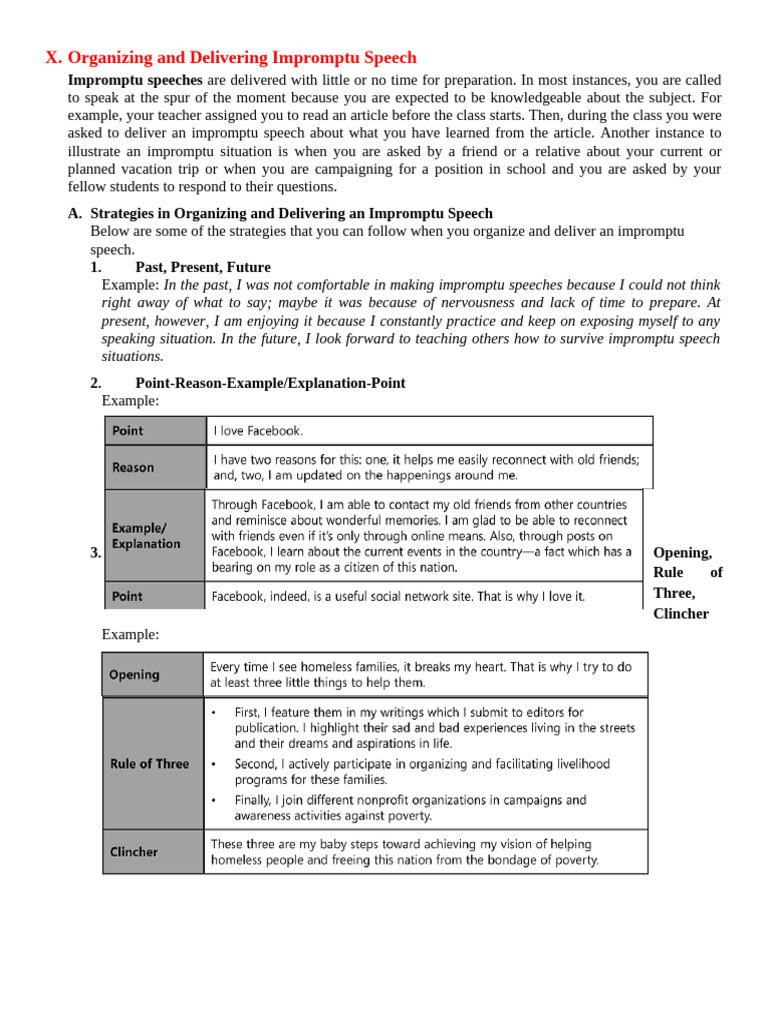 Impromptu Speech Strategies Explained | PDF | Rhetoric | Argument