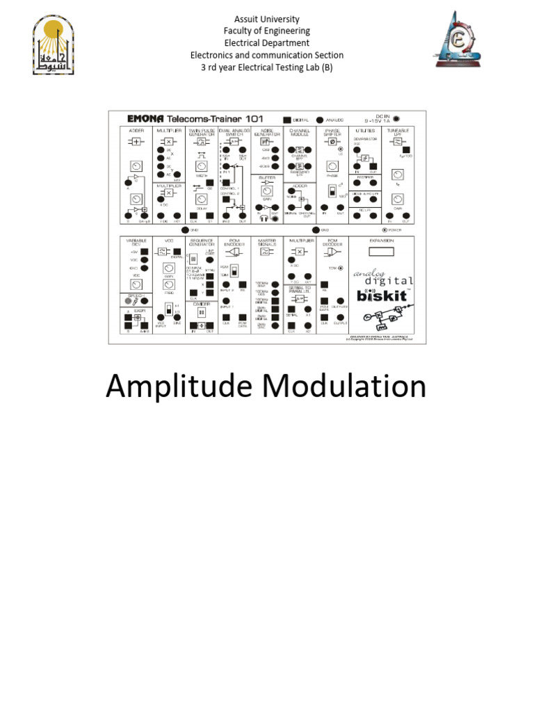 EE301 - AM Experiment Sheet | PDF | Detector (Radio) | Phase (Waves)