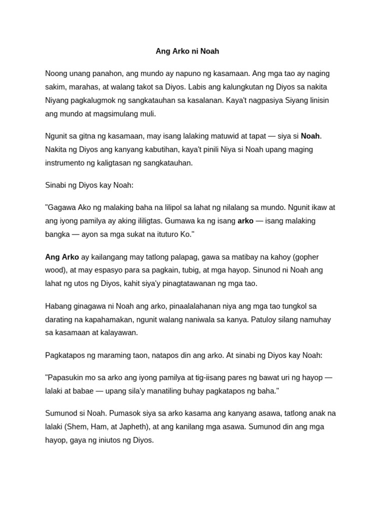 Ang Arko Ni Noah | PDF