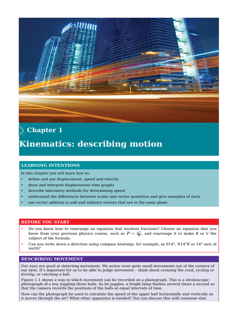 Kinematics: Speed, Displacement, Vectors | PDF | Speed | Velocity