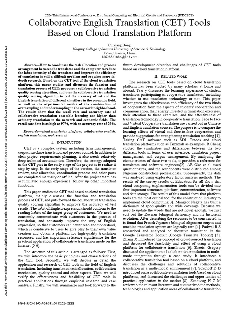 Collaborative English Translation CET Tools Based On Cloud Translation ...