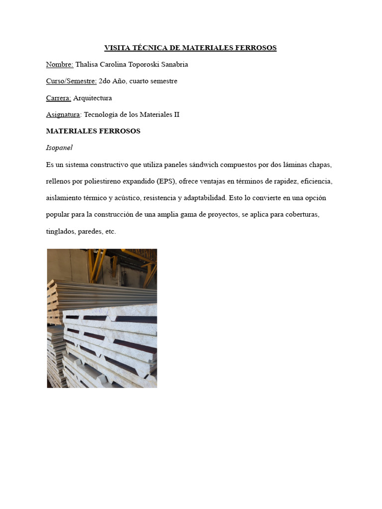 VT Materiales Ferrosos TDM II Toporoskithalisa | PDF | Acero | Techo