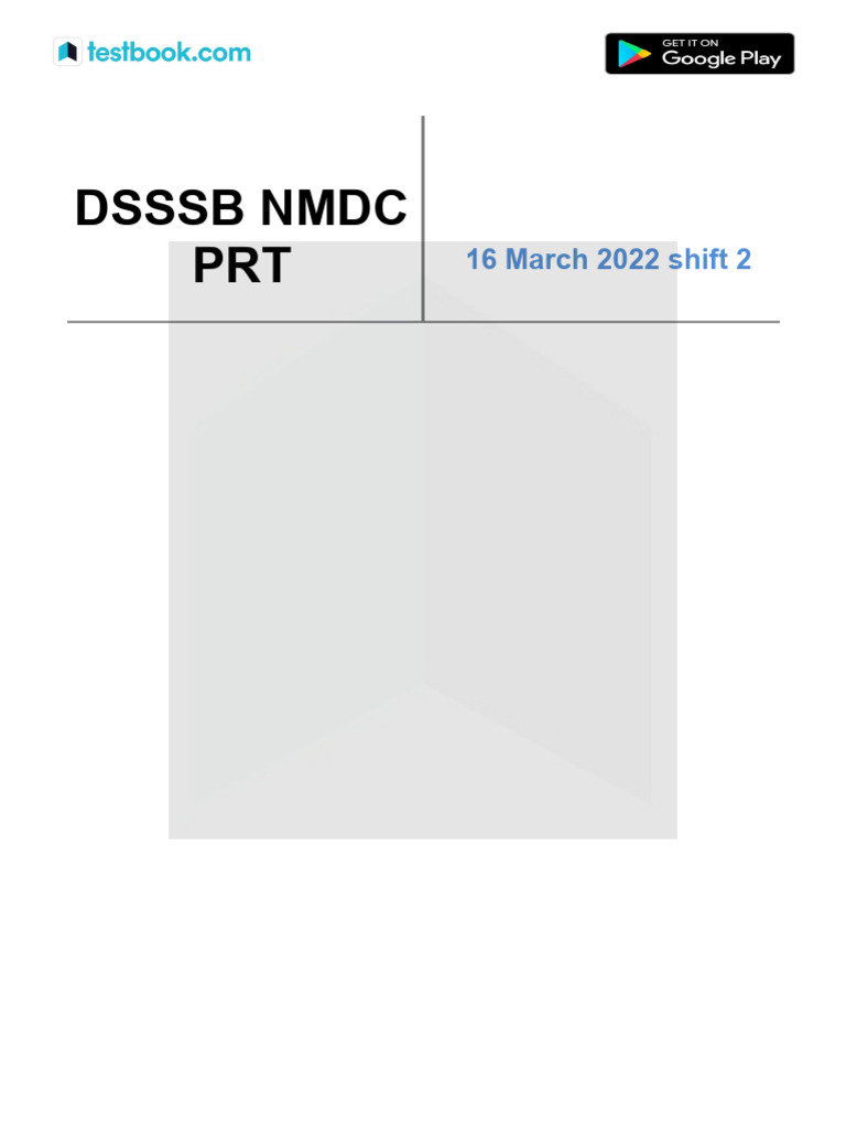 DSSSB DOE PRT 16 March 2022 Shift 2 (English) | PDF