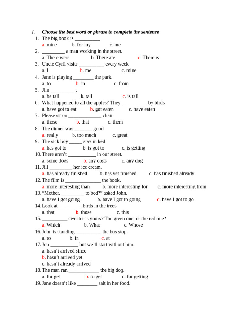 Sentence Completion Practice | PDF