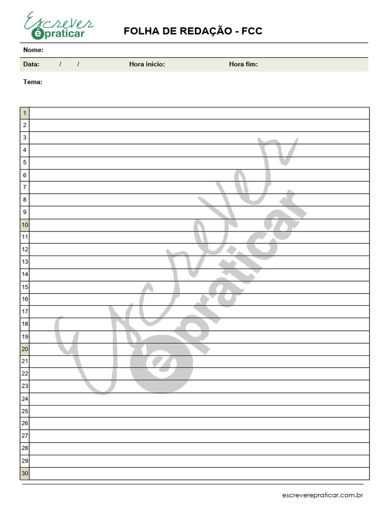 Folha Modelo de Redacao FCC 30linhas | PDF