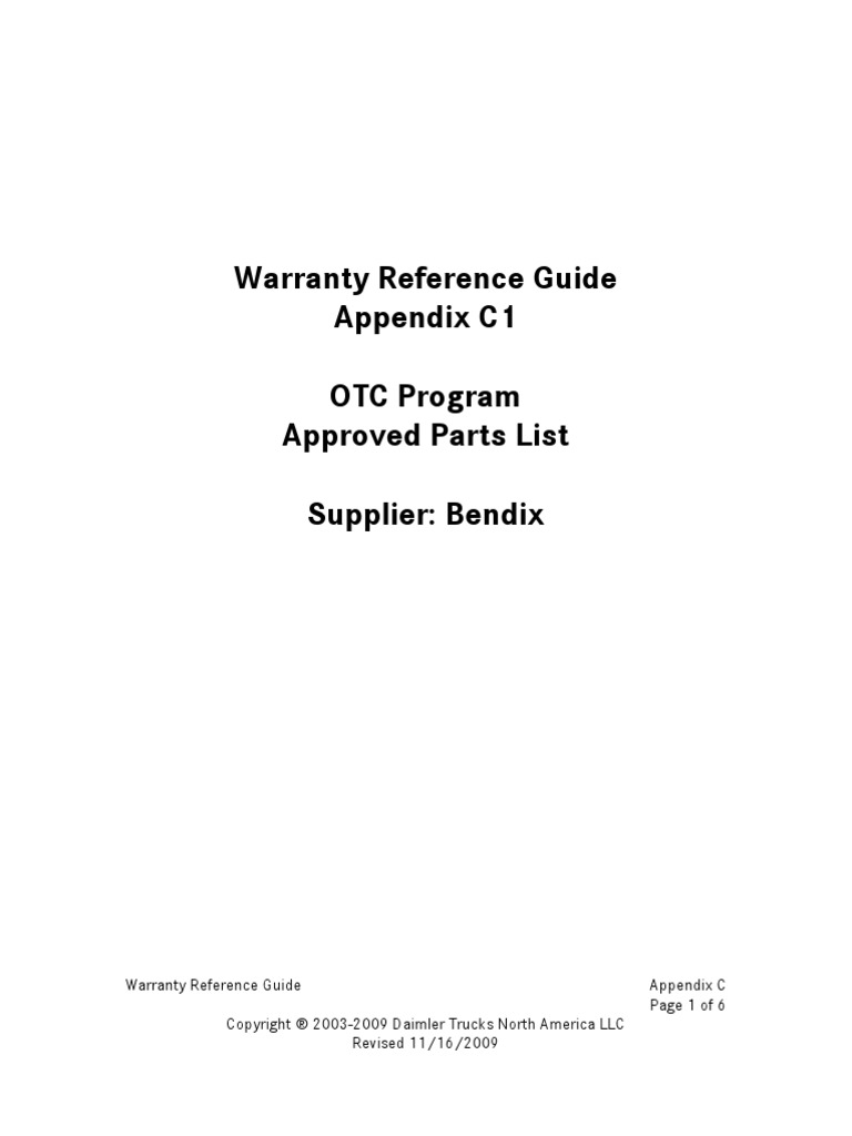 Bendix Otc Parts List | PDF | Business