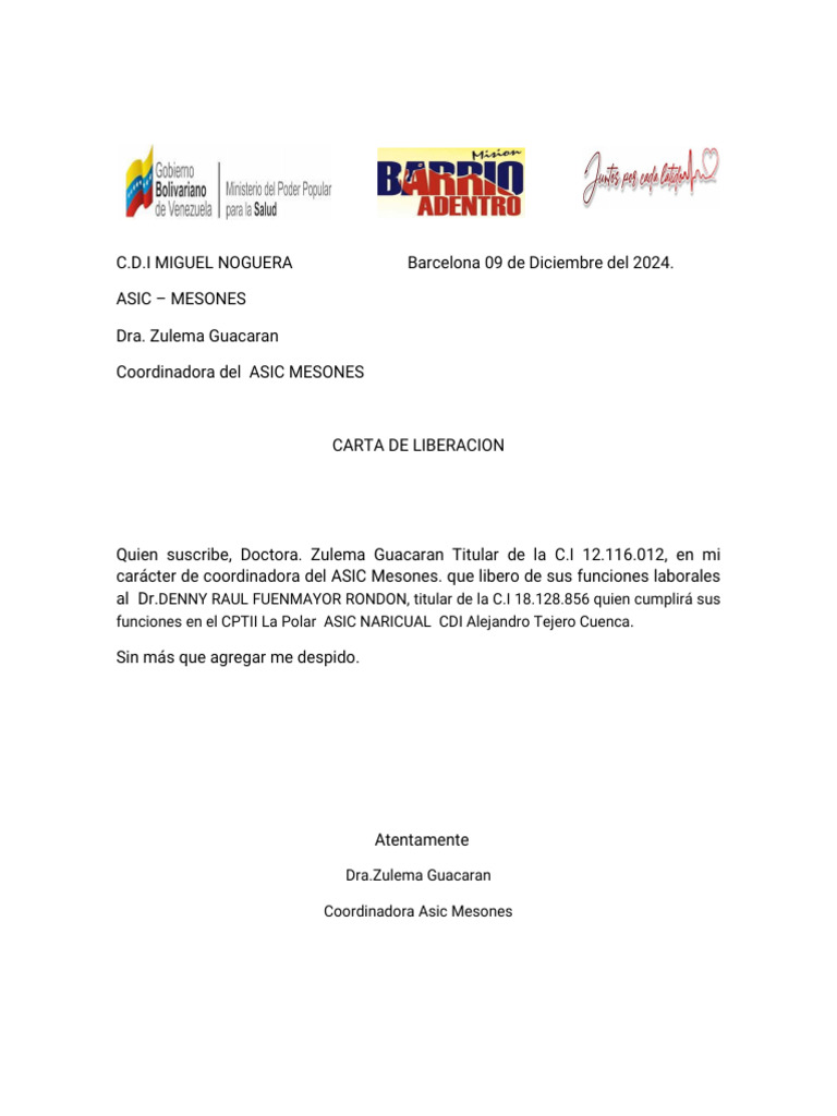 Carta de Lib DR Denny | PDF