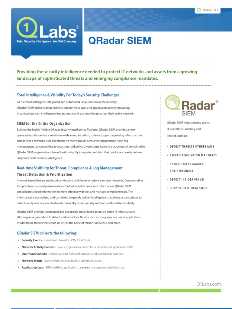 QRadar SIEM 7.0 Data Sheet | PDF | Computer Security | Security