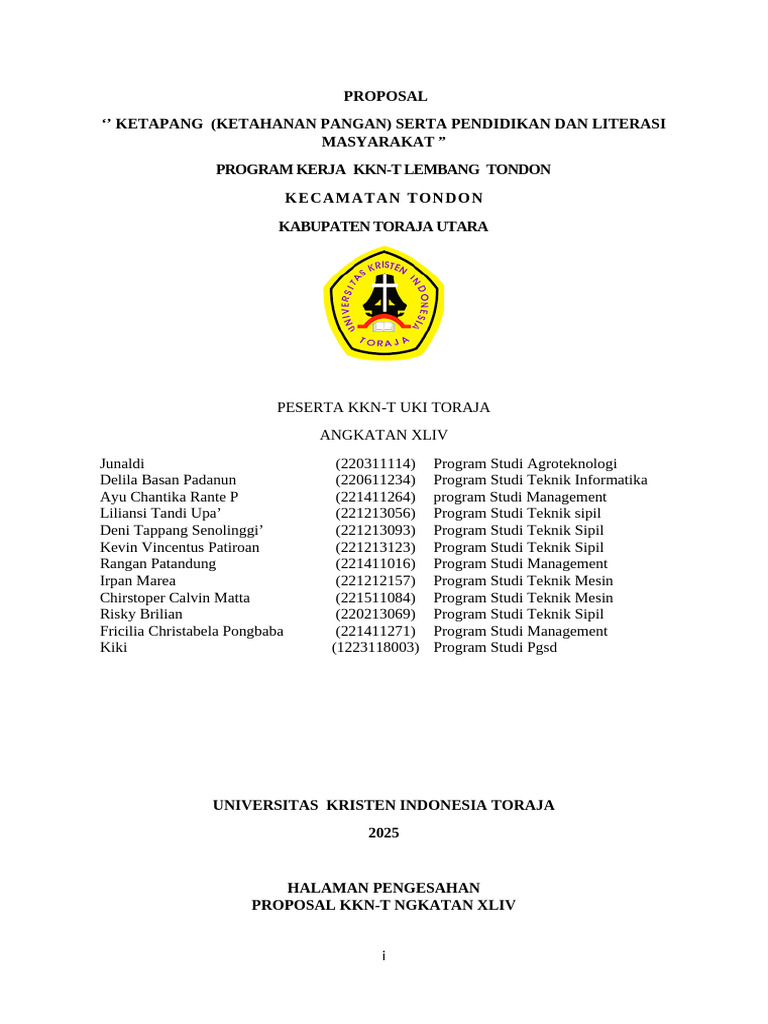 Proposal KKN-T 01 | PDF