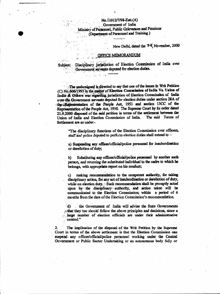 Disciplinary Jurisdiction of Election Commission of India | PDF ...