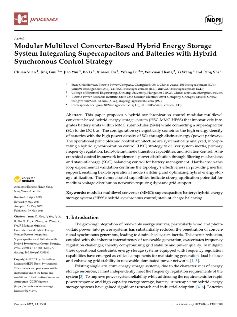 Modular Multilevel Converter-Based Hybrid Energy S | PDF | Capacitor ...