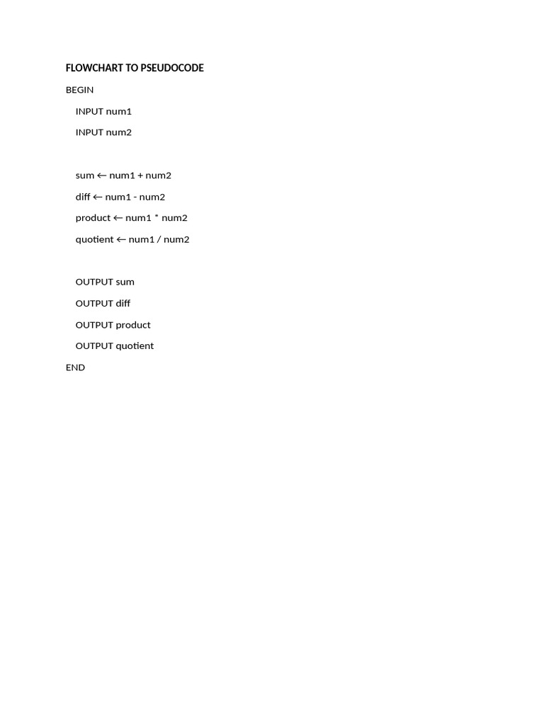 Flowchart To Pseudocode | PDF