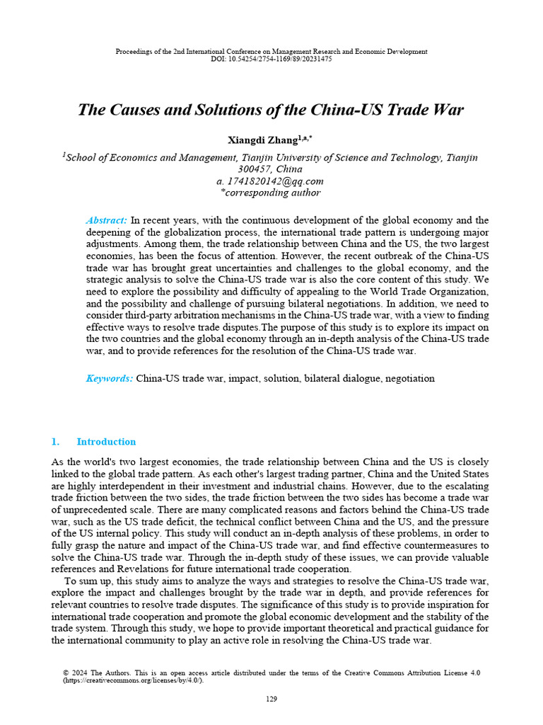 The Causes and Solutions of The China-US Trade War | PDF | Arbitration ...