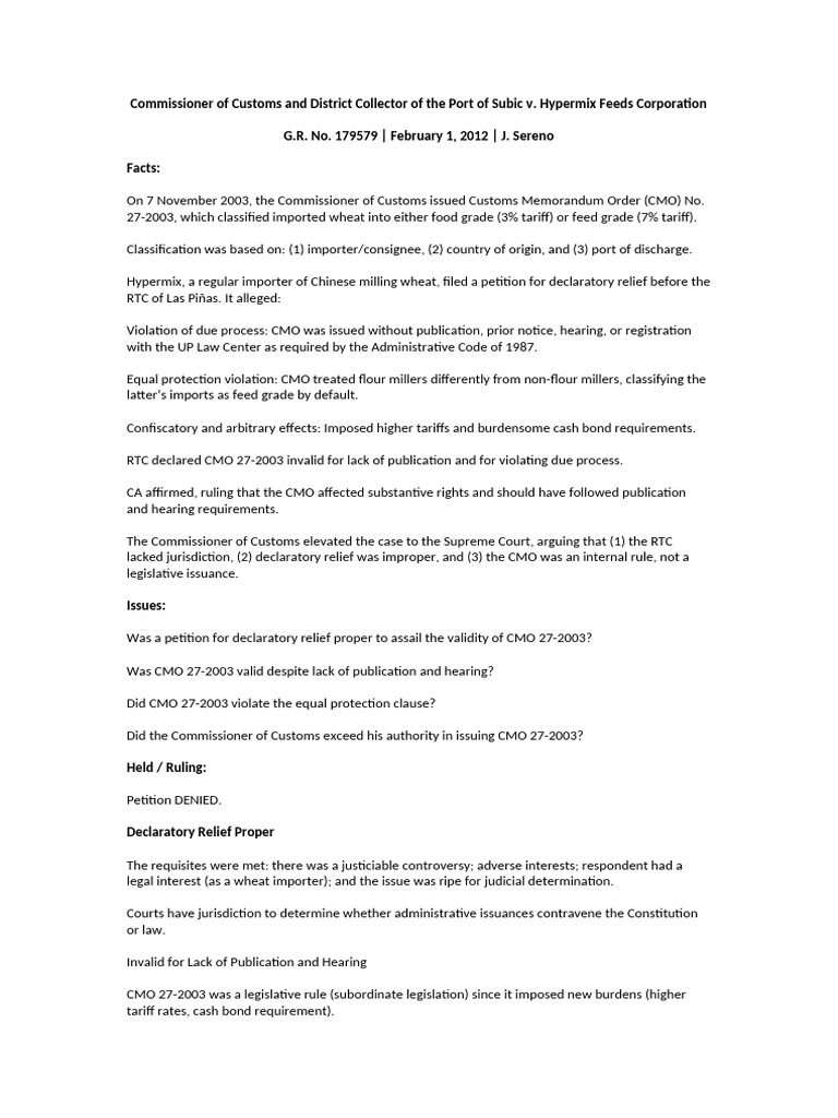 Commissioner of Customs and District Collector of | PDF | Equal ...