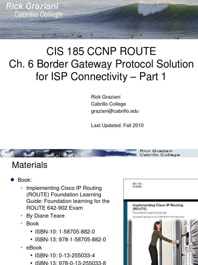 Cis185 ROUTE Lecture6 BGP Part1 | PDF | Routing | Router (Computing)