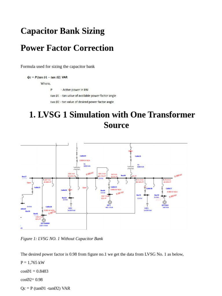 Capacitor Bank Sizing One Source Transformer | PDF
