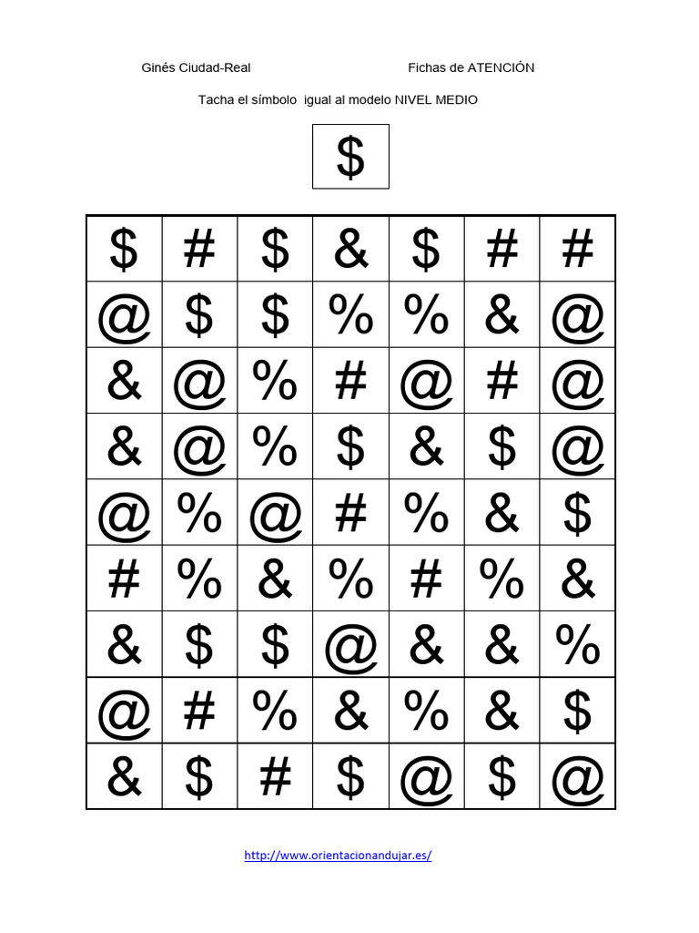Fichas de Atención Matriz de Simbolos 2 | PDF