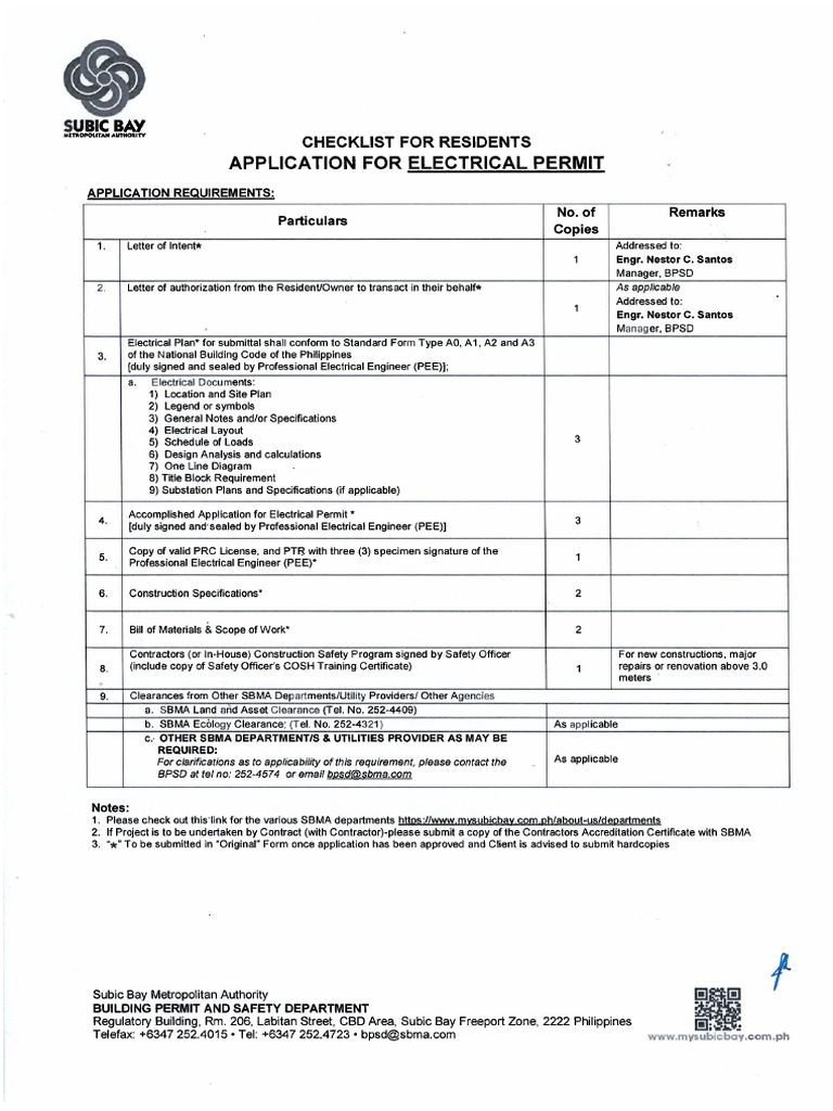 Checklist For Residents - Application For Electrical Permit | PDF