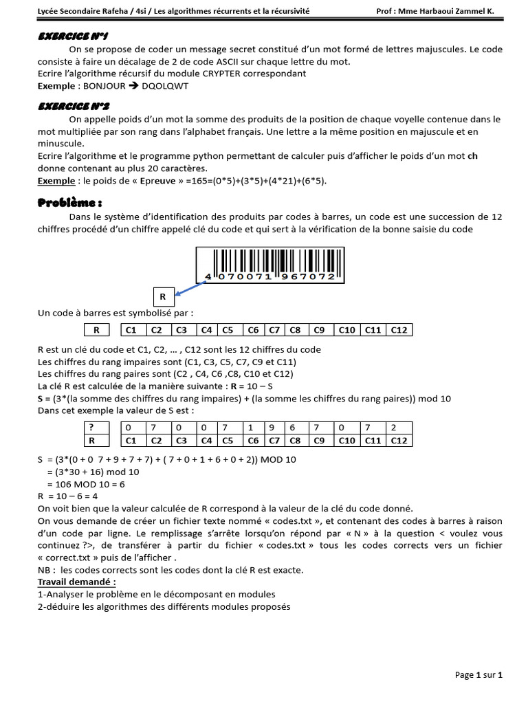 Algorithmes de cryptage et codes à barres | PDF | Fichier texte ...
