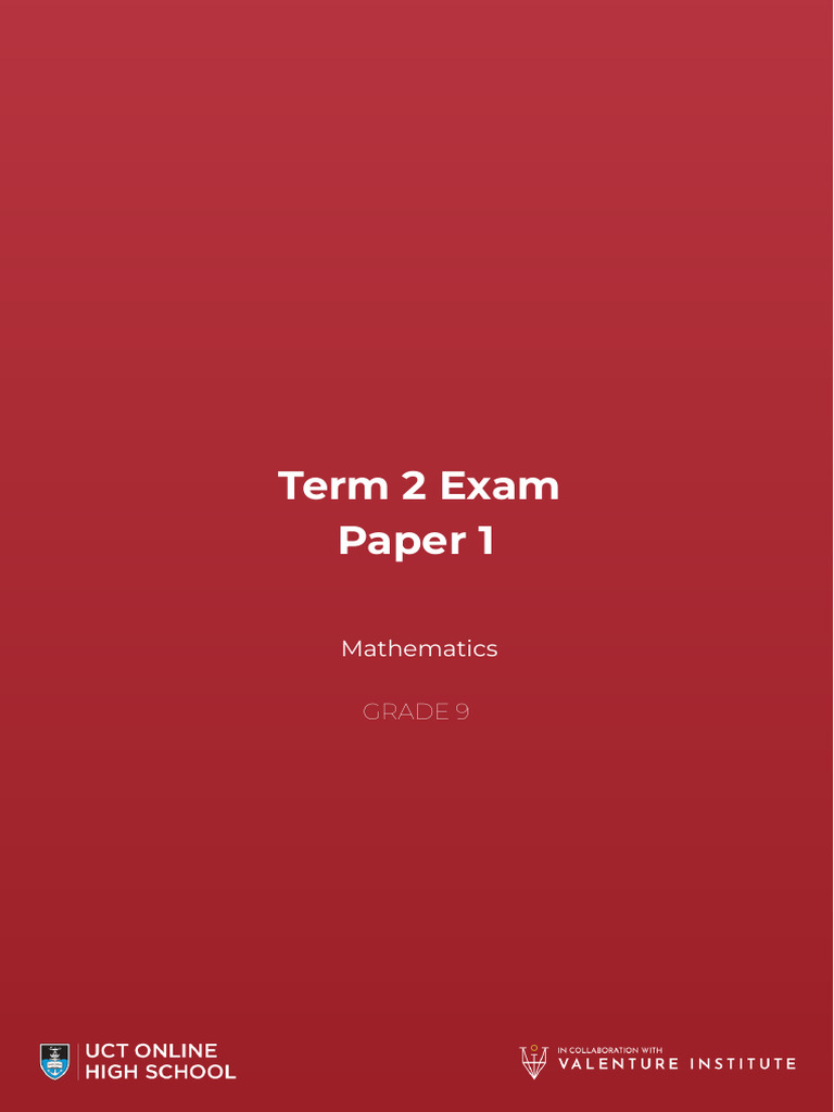 G9 Maths Module20 C4 Exam Question Paper1 | PDF | Numbers | Length