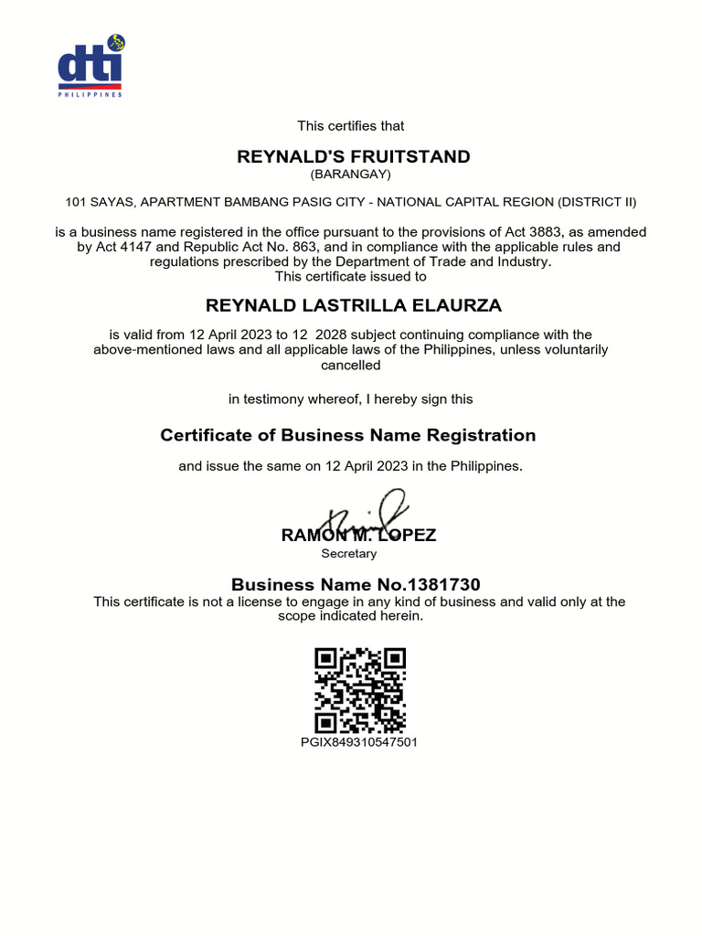 Dti Permit & Brgy Business Permit - 20250909 - 104742 - 0000 | PDF