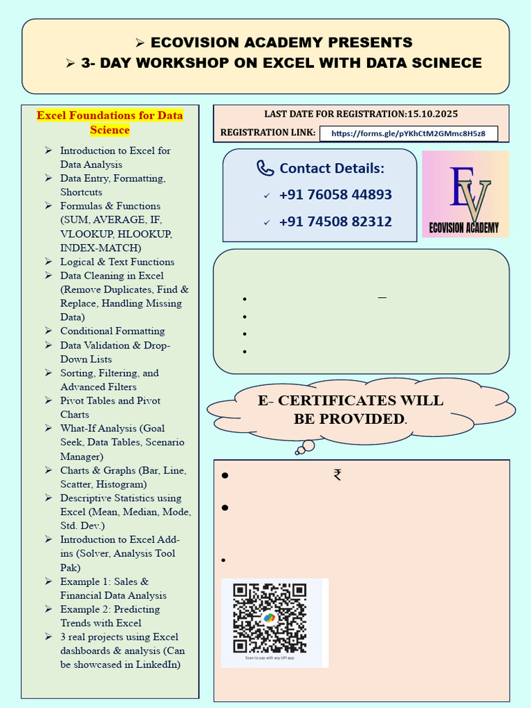 Excel Workshop for Data Science Training | PDF | Microsoft Excel | Data ...