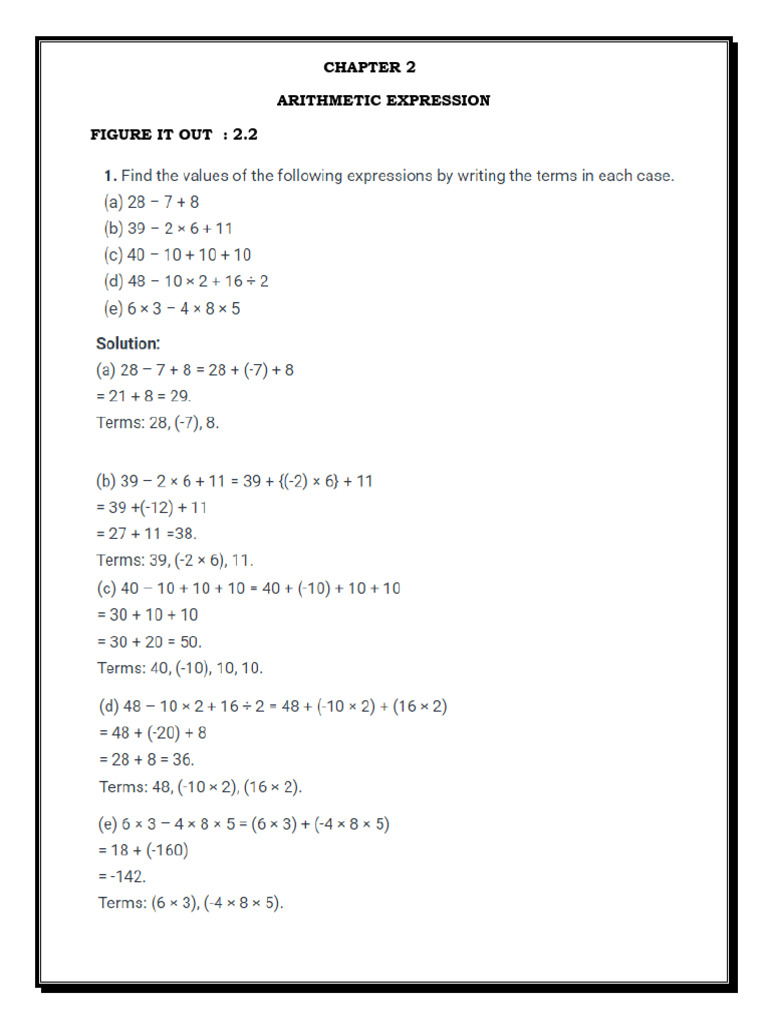 Arithmetic Expression Figure It Out: 2.2 | PDF