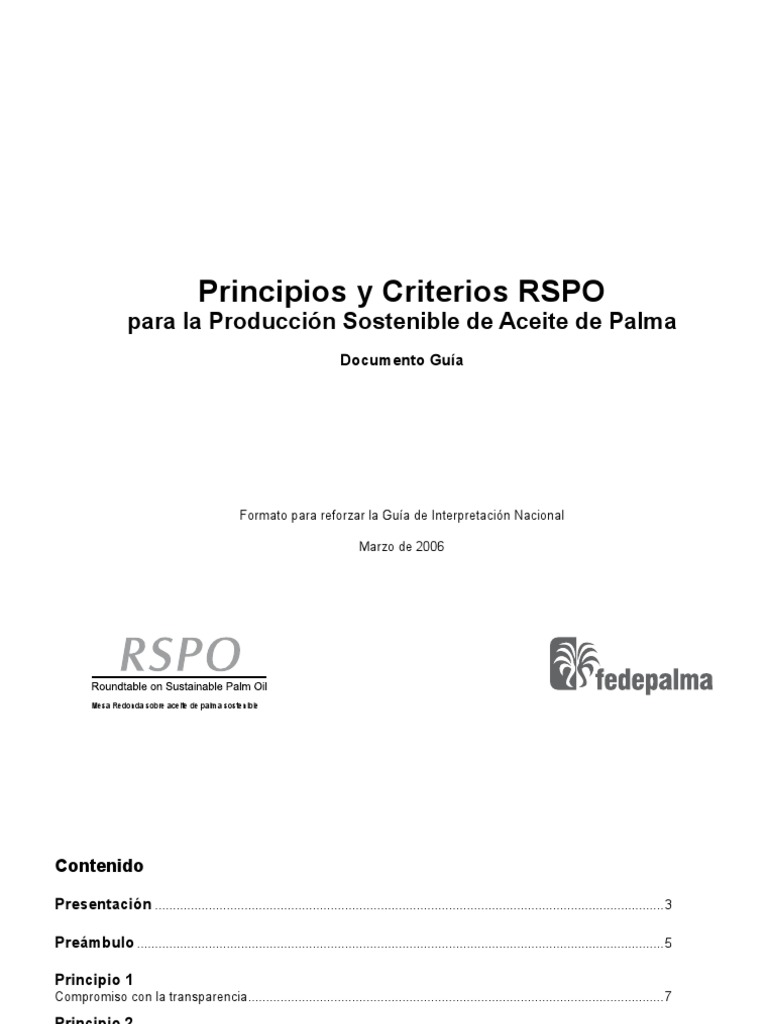 Principios - Criterios - RSPO | PDF | Pesticida | Residuos