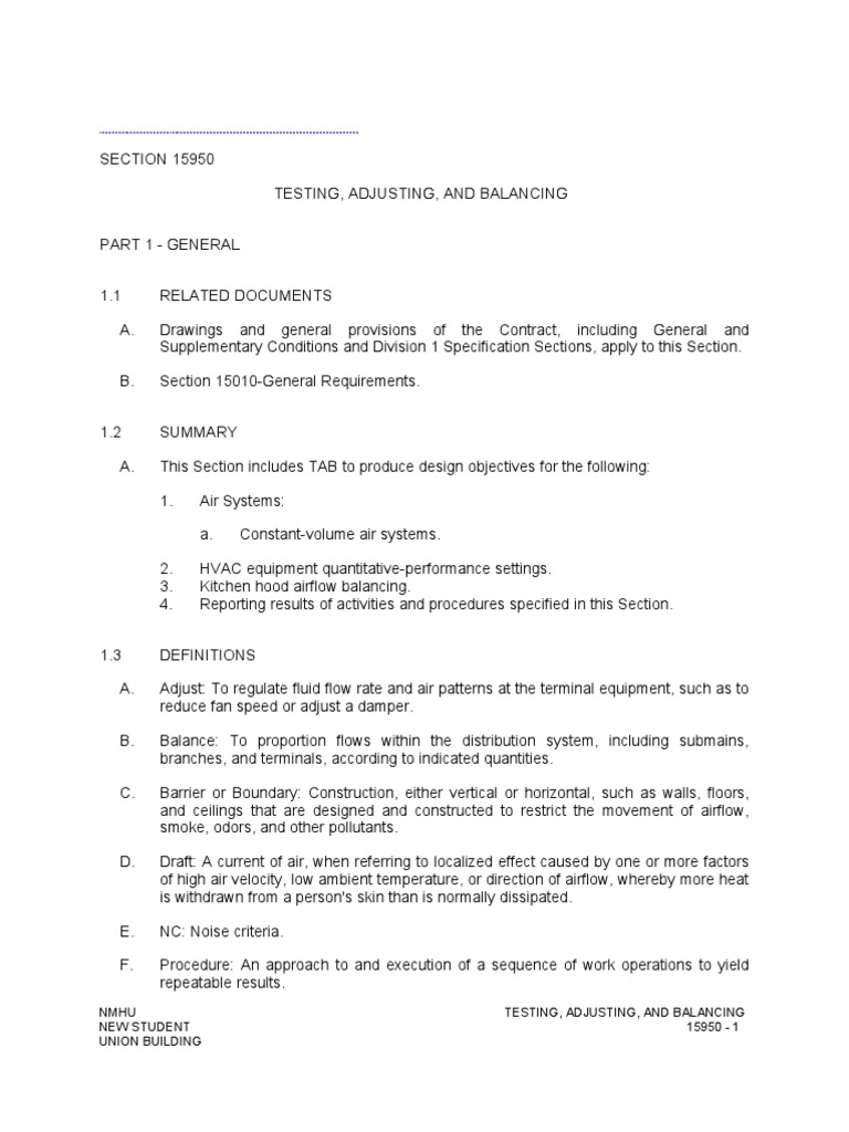 HVAC Testing, Adjusting, and Balancing | PDF | Duct (Flow) | Hvac