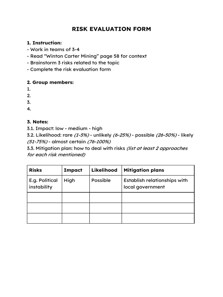 B2.6 U6 Risk Evaluation Form | PDF