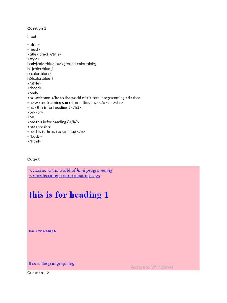 HTML Formatting and Styling Examples | PDF | Non Breaking Space | Html ...