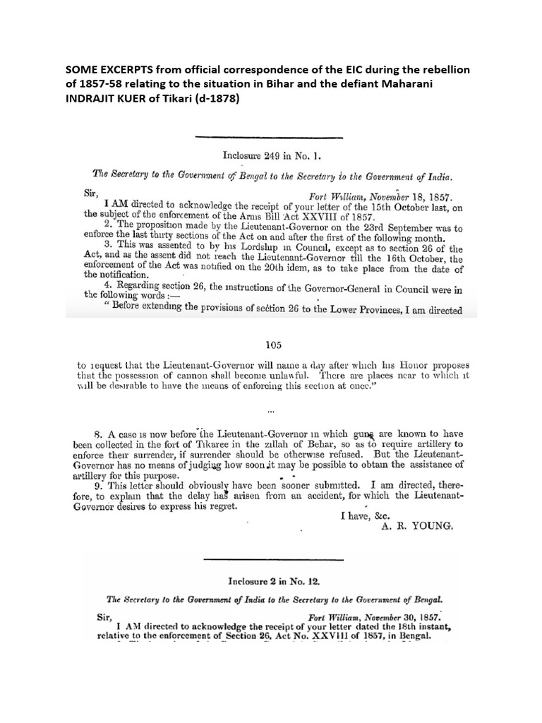 Tikari Rani 1857 | PDF