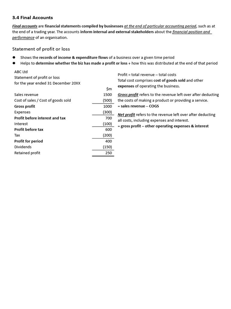 Final Accounts Overview and Analysis | PDF | Equity (Finance) | Expense