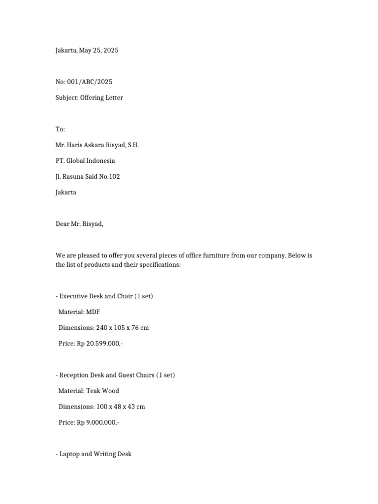 Offering Letter English | PDF
