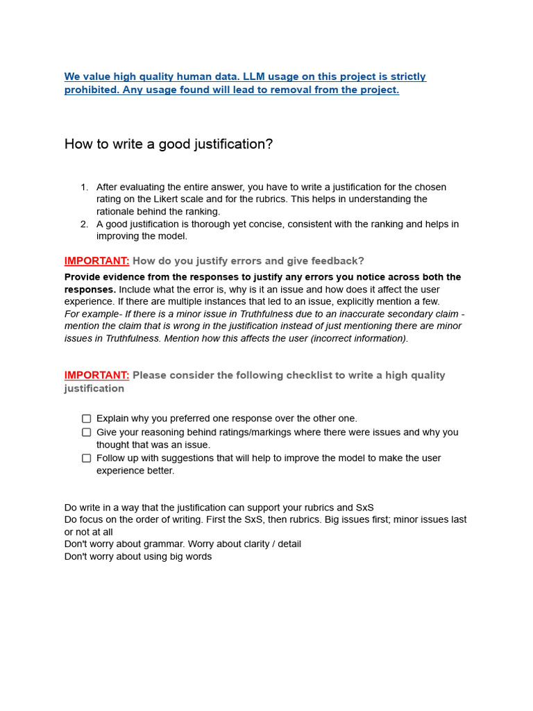 Justification Guidleines | PDF
