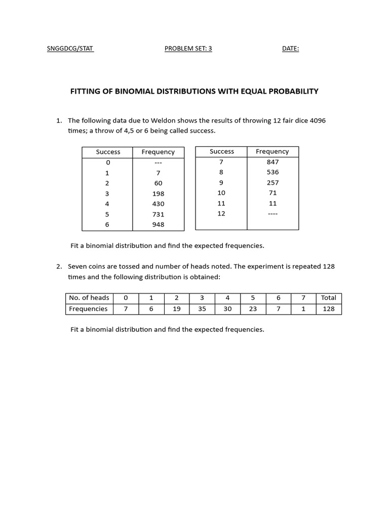 Fitting of Binomial Distributions For Equall | PDF